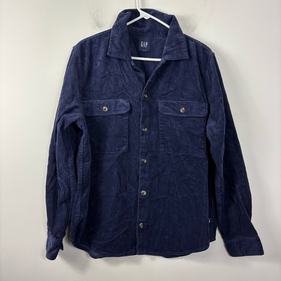 GAP | Tops | Gap Blue Corduroy Shacket Womens M Button Button Outdoor ...